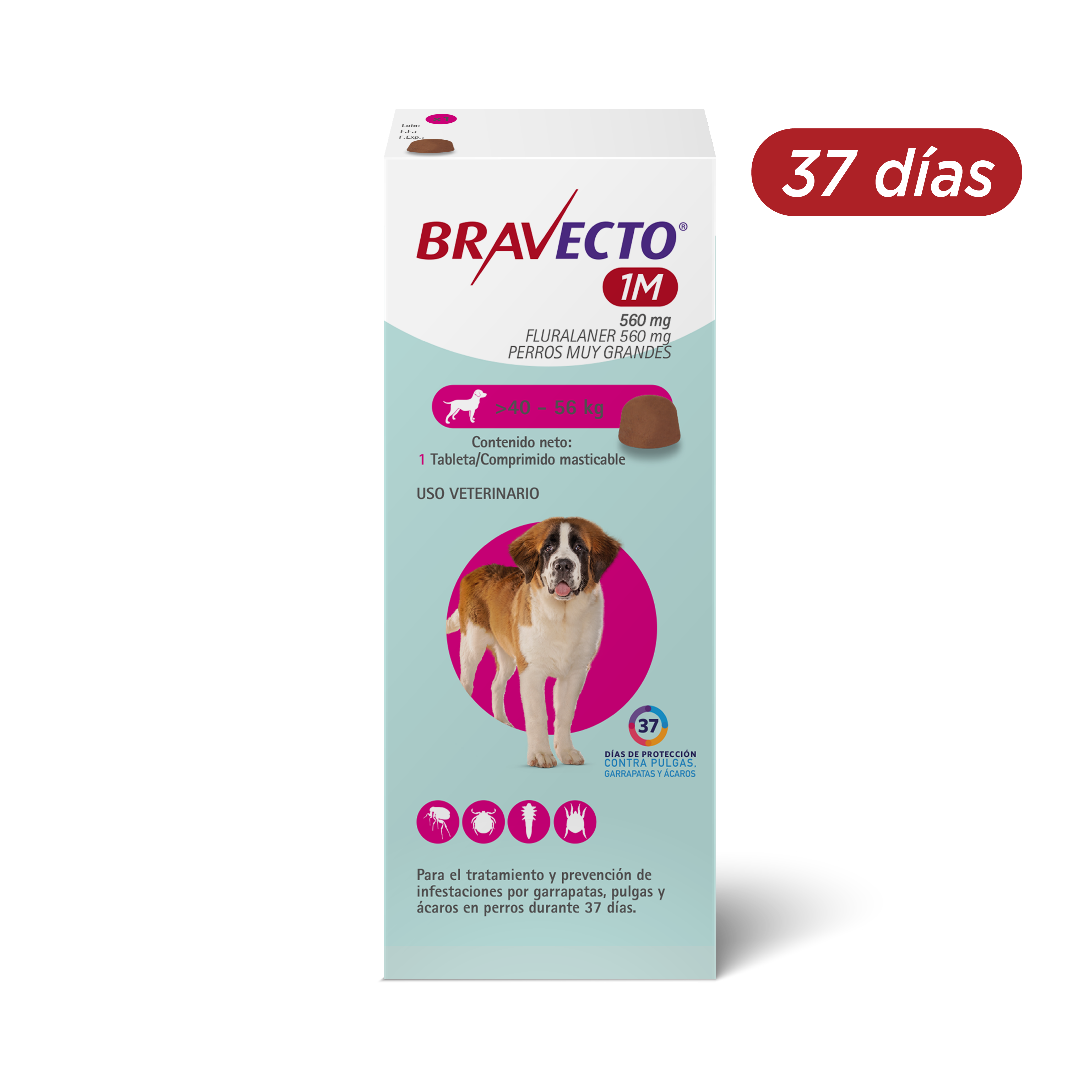 BRAVECTO 37 días (perros de 40 a 56 KG) Antipulgas y garrapatas