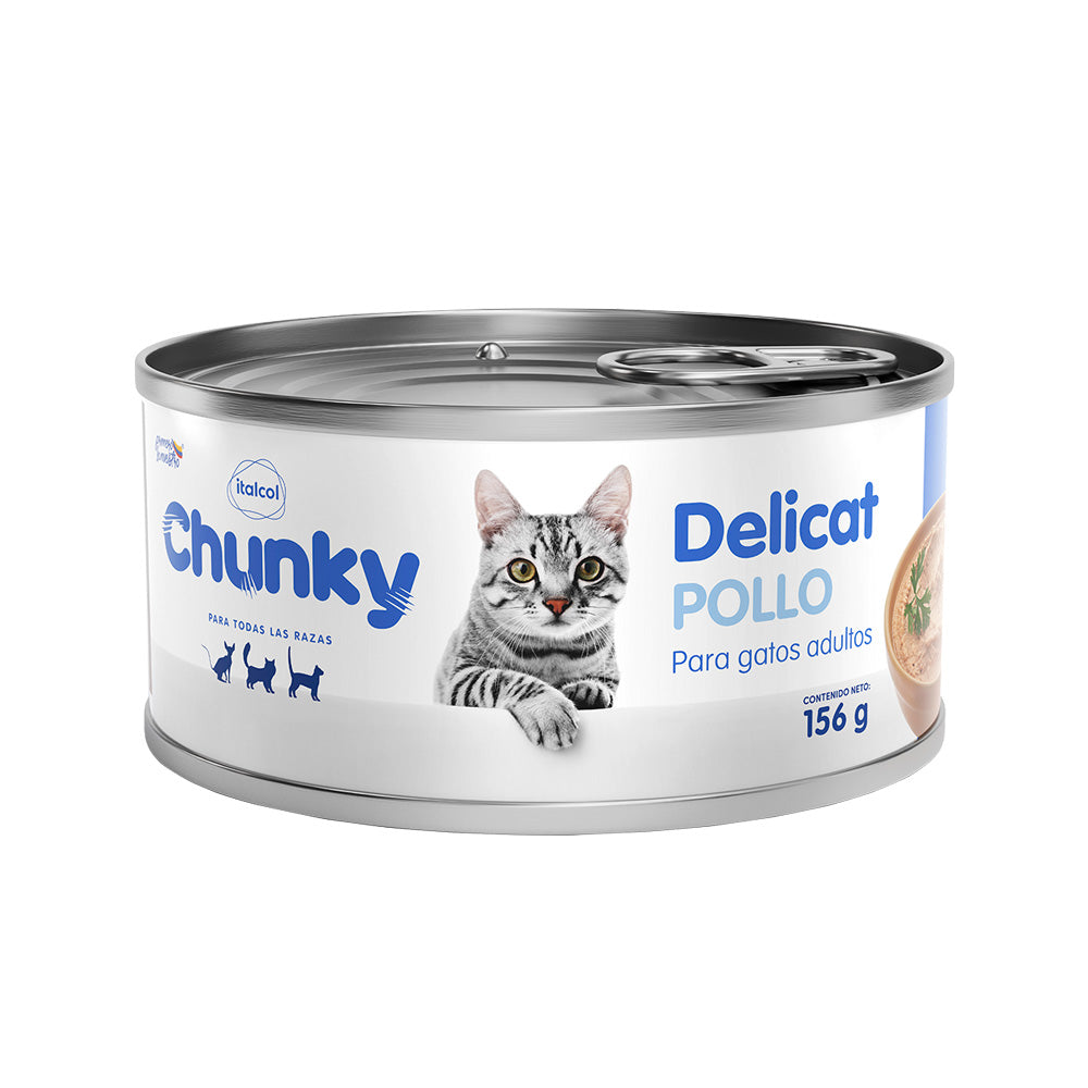 Comida Húmeda Para Gato Chunky Delicat Pollo 156 Gr Lata